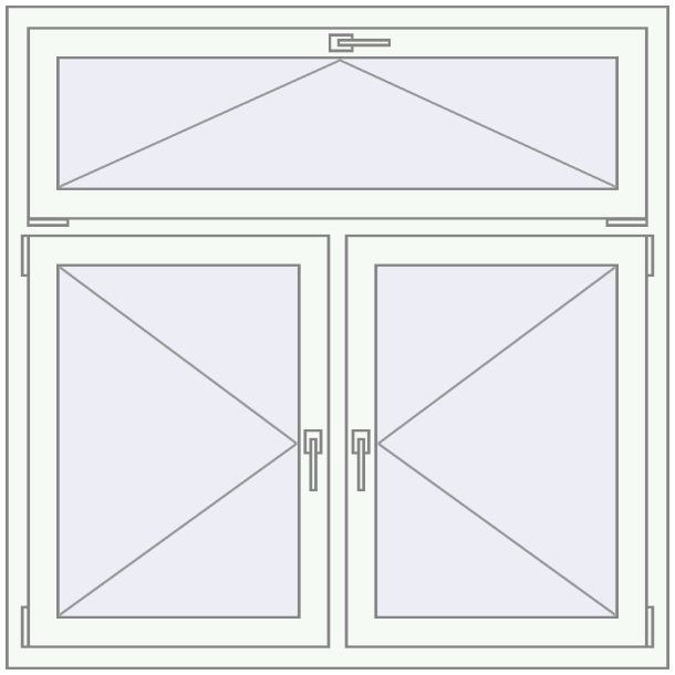 Plastic window 130x130 cm window double-leaf with fanlight, Tilt, Turn ...